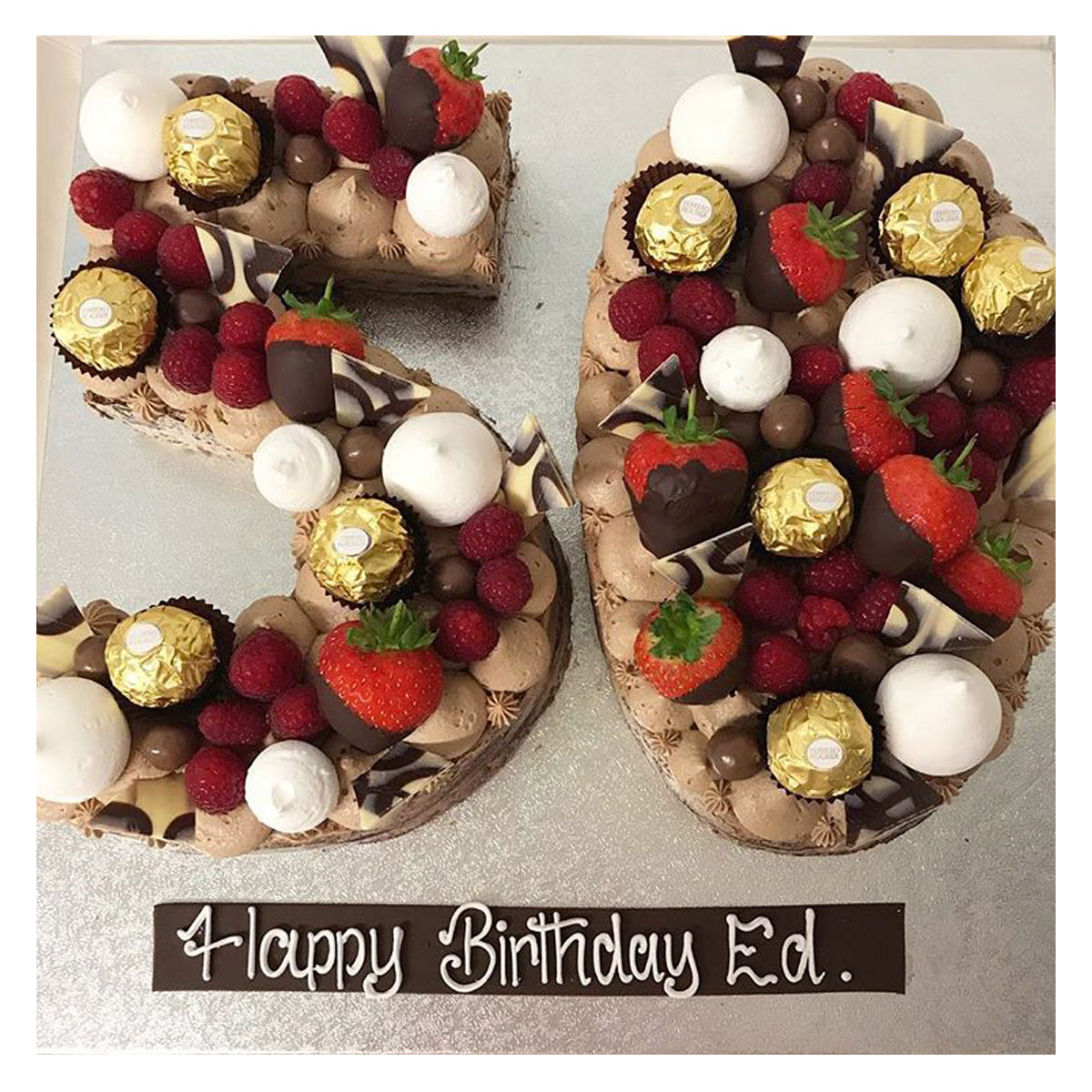 Chocolate Number Cake with Fresh Fruit & Flowers - The Cakery ...