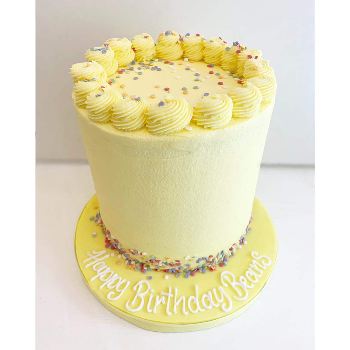 Yellow Buttercream Celebration Cake - The Cakery Leamington - Order ...